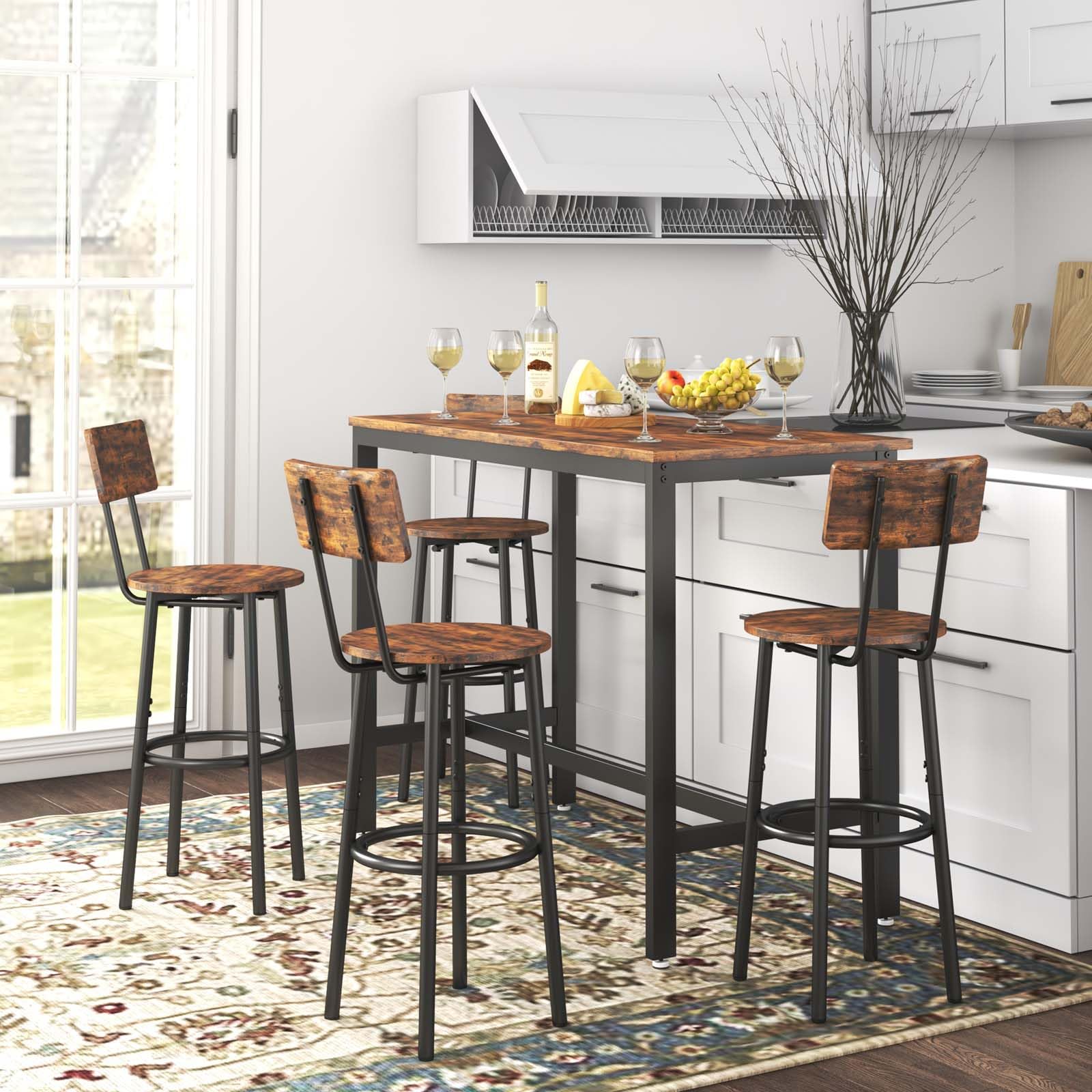 DUNTRKDU 5 PCS Dining Table Set, Modern Kitchen Table and Chairs for 4, Wood Pub Bar Table Set Perfect for Breakfast Nook, Load-Bearing 350 lbs, Small Space Living Room