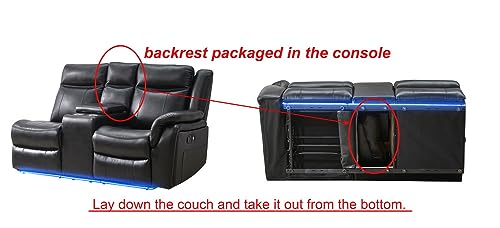 Modern Manual Reclining Motion Corner Sectional Sofa Couch ,PU Leather Upholstered Recliner Sofa & Couch W/ 2 Console Storage, 4 Cup Holders ,USB Ports and LED Stripes for Living Room Furniture Sets