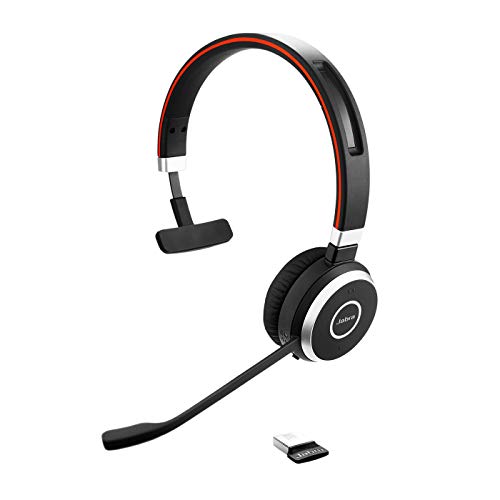 Jabra Evolve 65 UC Wireless Headset, Mono β Includes Link 370 USB Adapter β Bluetooth Headset with Industry-Leading Wireless Performance, Passive Noise Cancellation, All Day Battery