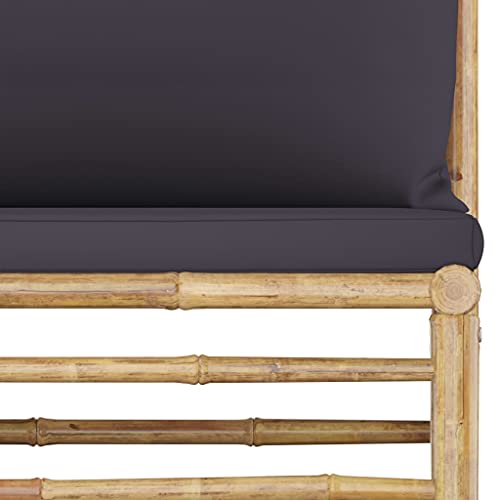 YAFF 12 Piece Patio Lounge Set with Dark Gray Cushions Bamboo-8226
