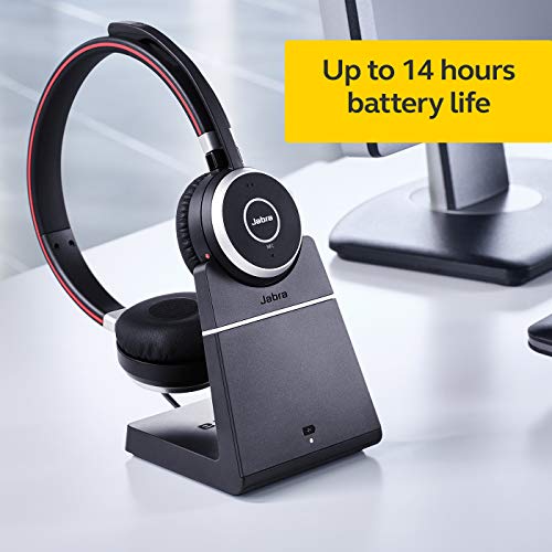 Jabra Evolve 65 UC Wireless Headset, Mono – Includes Link 370 USB Adapter – Bluetooth Headset with Industry-Leading Wireless Performance, Passive Noise Cancellation, All Day Battery