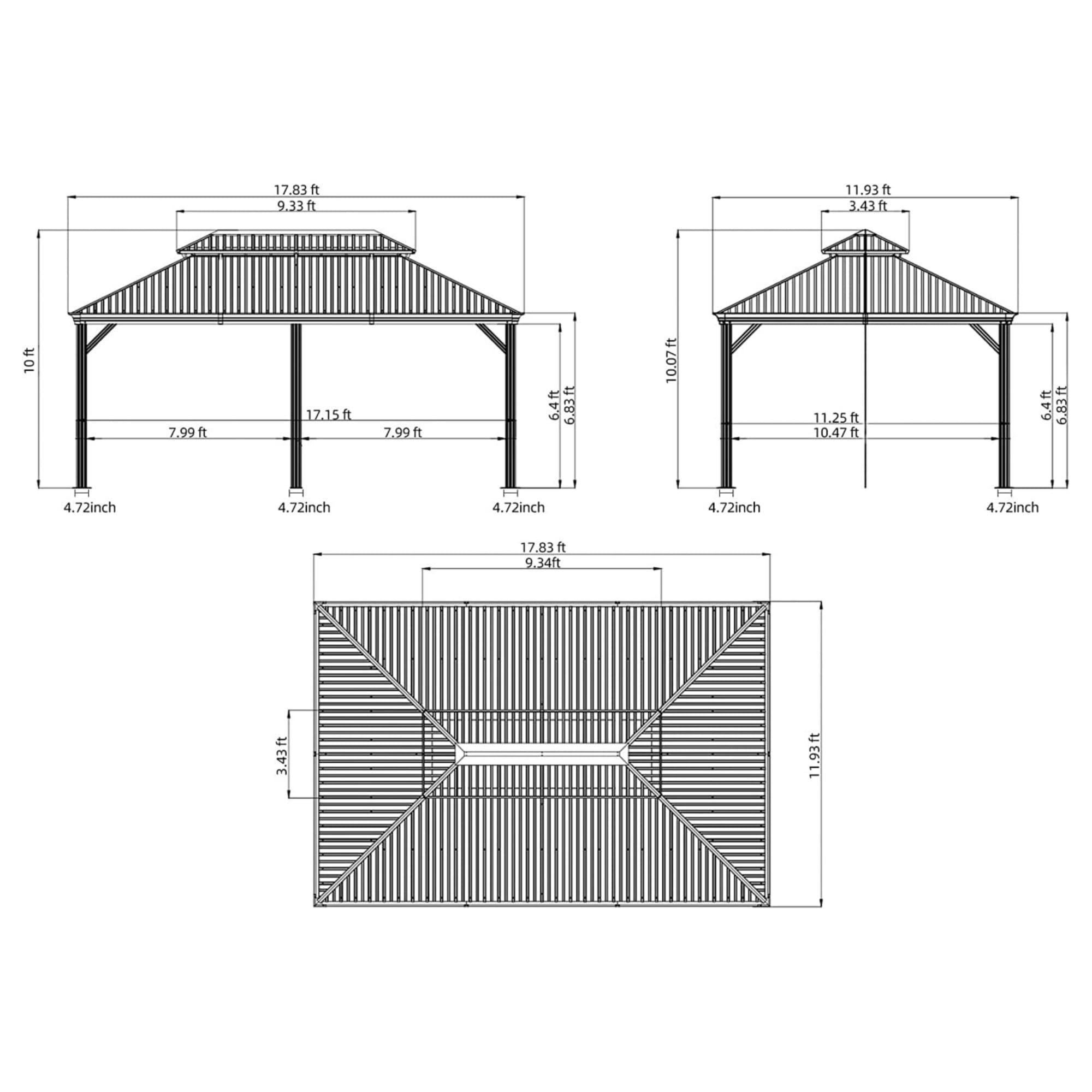 Evedy 12' x 18' Hardtop Gazebo Outdoor Aluminum Wood Grain Gazebos with Galvanized Steel Double Canopy for Patios Deck Backyard,Curtains&Netting,Outdoor Permanent Metal Pavilion