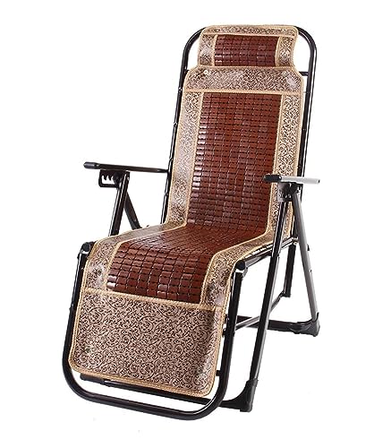 RUVOO Zero Gravity Chair Lounge Chair Bamboo Chair Folding Recliner Lunch Break Nap Backrest Seat Home Leisure Portable Adjustable Armchair for Beach Garden Folding Recliner Chair Patio Lounge Chair