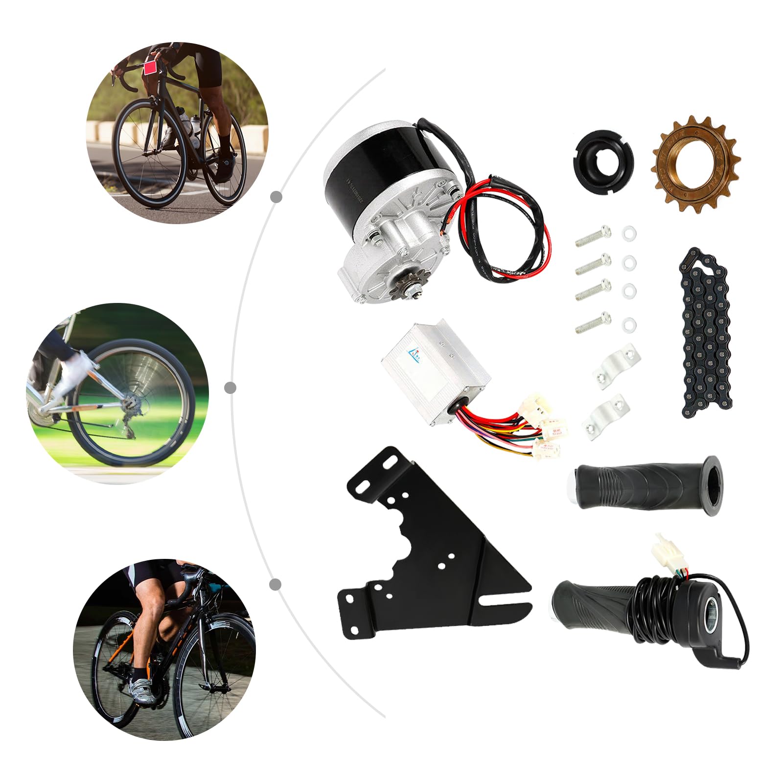 LyeXD 24V 250W Electric Bicycle Motor Kit, E-Bike Conversion Kit, Bike Motor Retrofit w/Motor Controller for 16''-28'' Wheel Motor Conversion Chain Kit (Battery not Included)