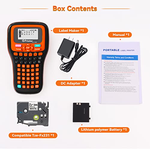 Auto-Cut Label Maker Machine with Tape PS-100E Rechargeable Handheld Labeler with Keyboard Multiple Templates for TZe 0.13-0.47 Inch Tapes Easy to Use for Home Office Industrial Labeling Organization