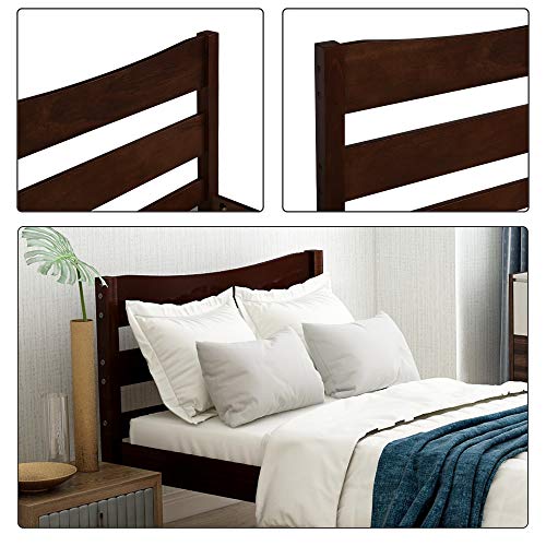 LCH Twin Size Bed Frames with Headboard and Footboard, Wood Twin Platform, Kids Twin Bed, Single Bed Frame No Box Spring Needed, Suitable for Bedroom, Apartment and Dorm(Espresso)