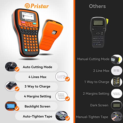 Auto-Cut Label Maker Machine with Tape PS-100E Rechargeable Handheld Labeler with Keyboard Multiple Templates for TZe 0.13-0.47 Inch Tapes Easy to Use for Home Office Industrial Labeling Organization