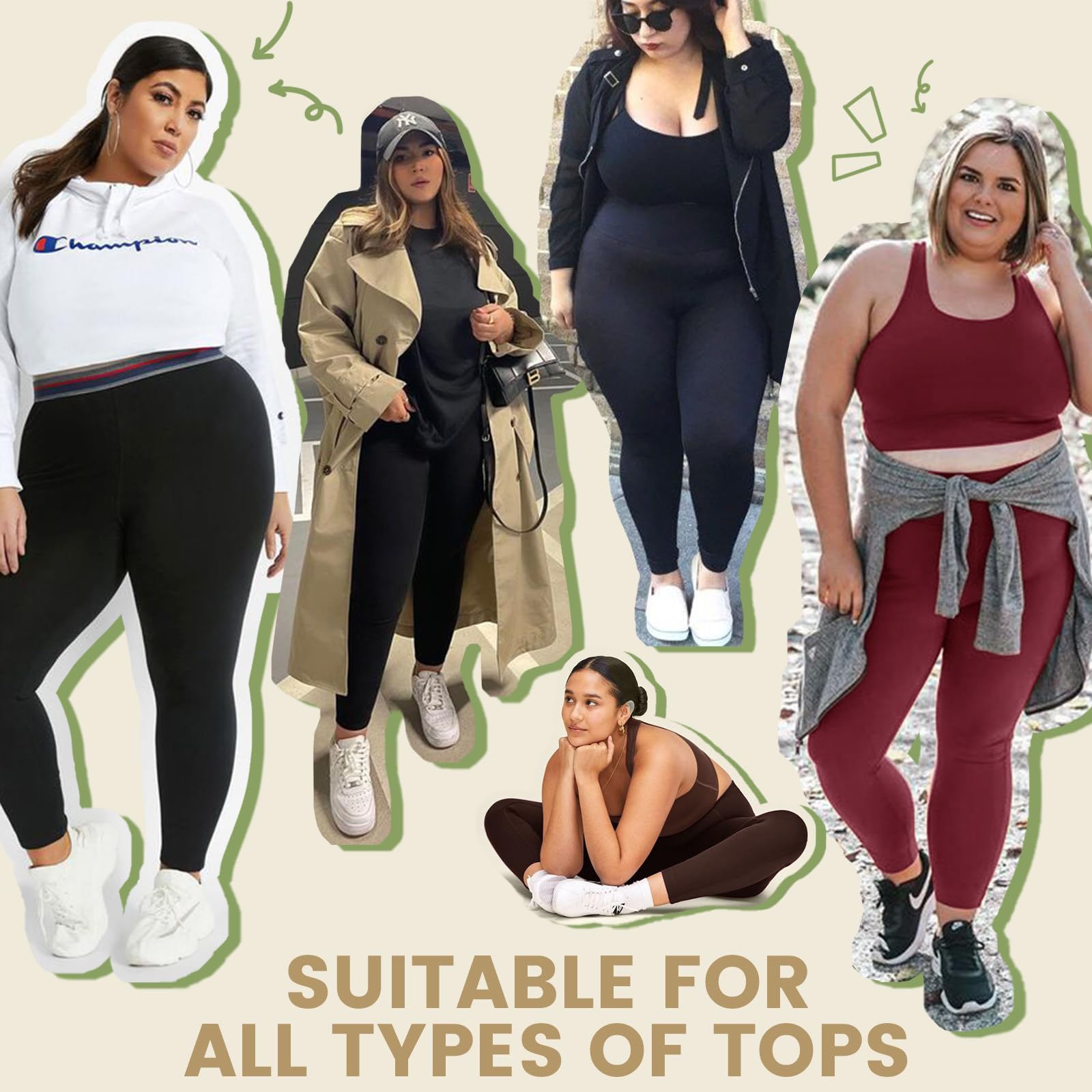 HLTPRO 3 Pack Plus Size Leggings with Pockets for Women - Black High Waisted Tummy Control Soft Yoga Pants for Gym Workout