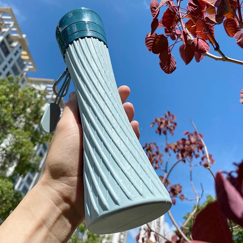 MOXILYN 20oz Collapsible Water Bottles BPA Free Reuseable Leak proof Drinking Spout Silicone Foldable Water Bottles for Sports Travel Gym Essentials Camping Hiking - Rotating Tower Shaped Bottle