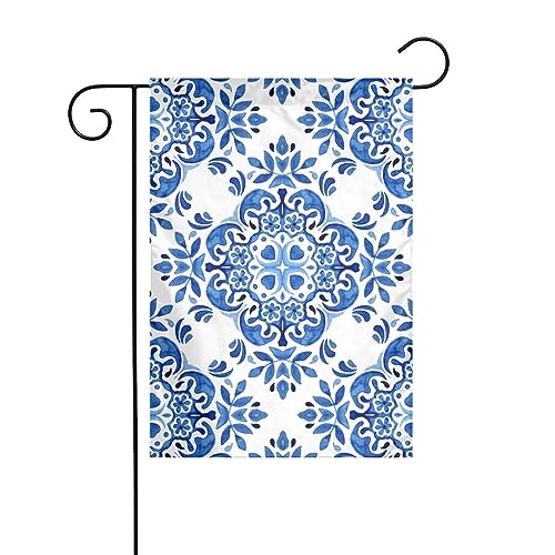 Portuguese ceramic tile Garden Flags 12x18 Double Sided Clearance For Outdoor Flag,Summer Garden Flag Funny Garden Flags For Outside All Seasons Front Porch Decor,Welcome Yard Flags For Outside