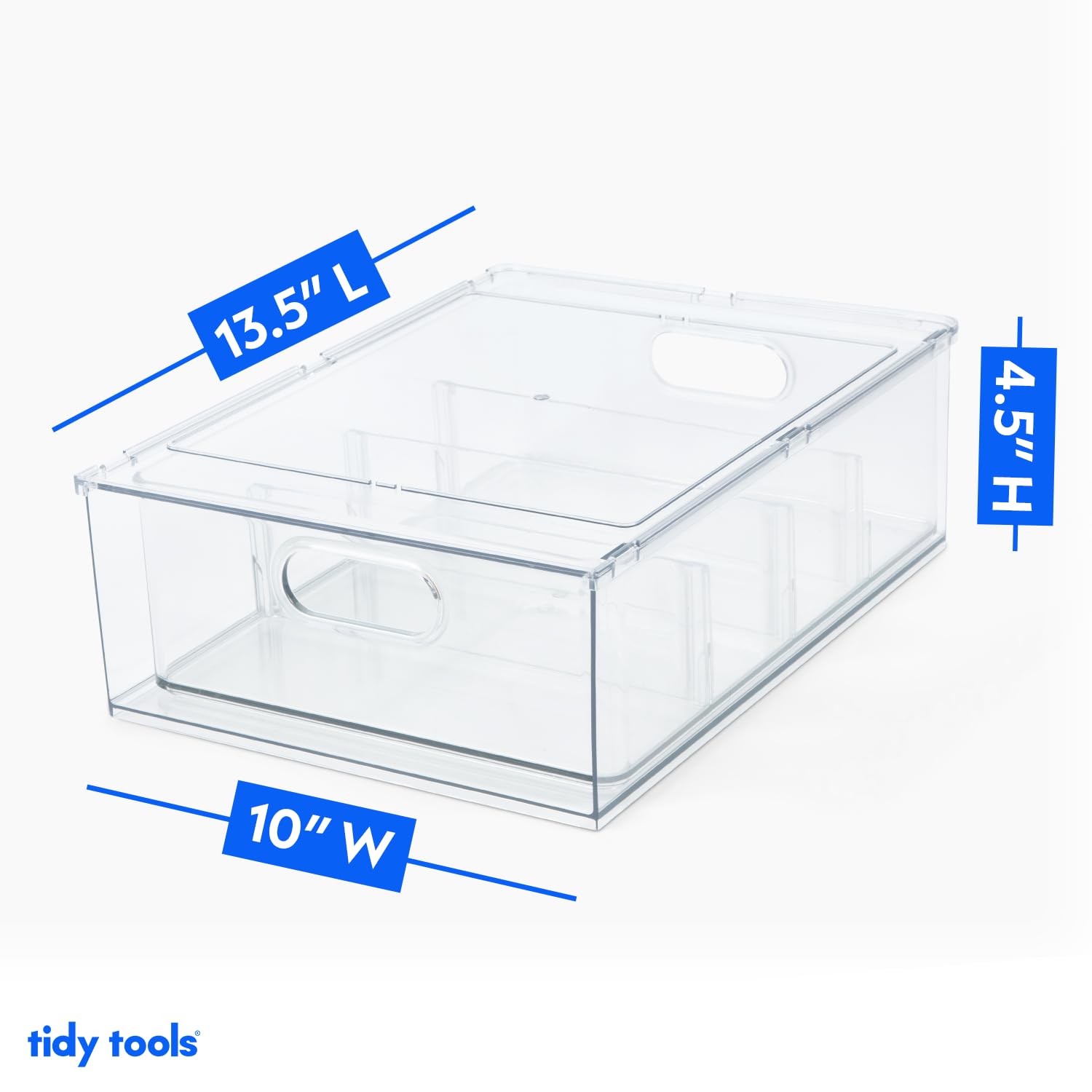 Tidy Tools Clear Plastic Storage Bin with Pull-Out Drawer, Stackable Food Storage Container for Pantry Organization and Kitchen