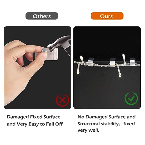 60PCS Metal Christmas Light Gutter Hooks Xmas Lights Hanging Clips Outdoor Seasonal Lighting Hooks Galvanized Holiday Light Clips Gutter Light Hangers Roof Hooks for Outdoor String Patio Lights