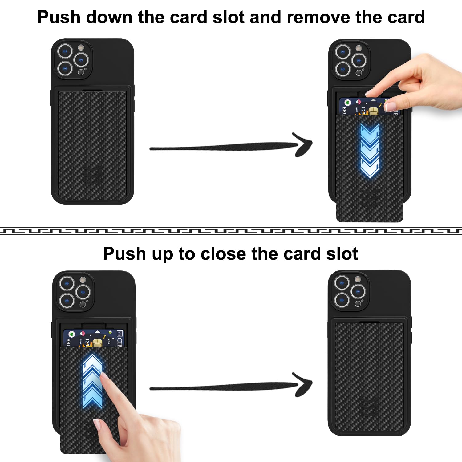 Karrint Compatible with iPhone 13 Pro Max Case with Card Holder Shockproof Scratch-Resistant Full Camera Protective Wallet Case for iPhone 13 Pro Max for Women Men Black