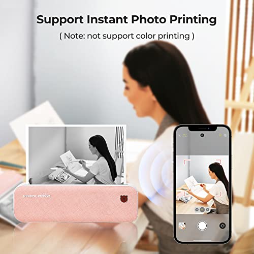 MUNBYN Portable Printer ITP01, Bluetooth Thermal Printer for Travel, Support 8.5x11 US Letter & A4 Paper, Compatible with Android and iOS Phone & Laptop, Inkless Printer for Mobile Office(Pink)