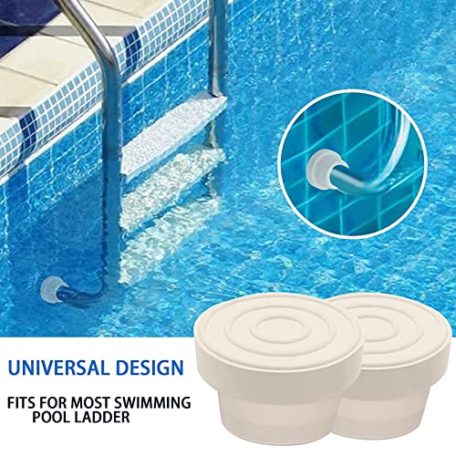 4 Pack Pool Ladder Bumpers for Inground Pool, Steps Inside Plug Caps Fit 1.90in Inner Diameter Ladder Tubing for Protect Swimming Pool Liner, Rubber Ladder Foot Cover, White