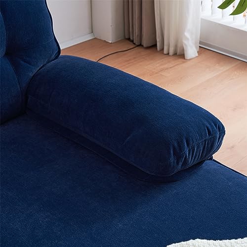 Polibi 83" L-Shape Convertible Sectional Sofa Set with Chaise Lounge, Metal Legs and Button Tufted, 3-Seat Couch for Living Room, Blue
