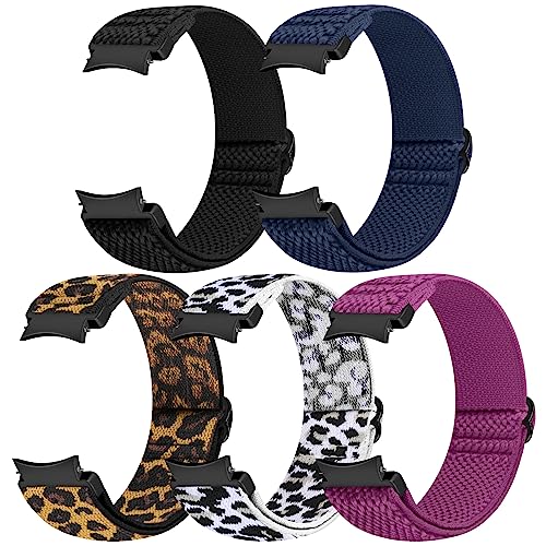 Compatible with Samsung Galaxy Watch 5 40mm 44m /Galaxy Watch 4 Band 40mm 44m/Watch 5 Pro Band 45mm/Watch 4 Classic Strap 42mm 46mm, 20mm Soft Elastic Wristband Women Men (5 Pack)