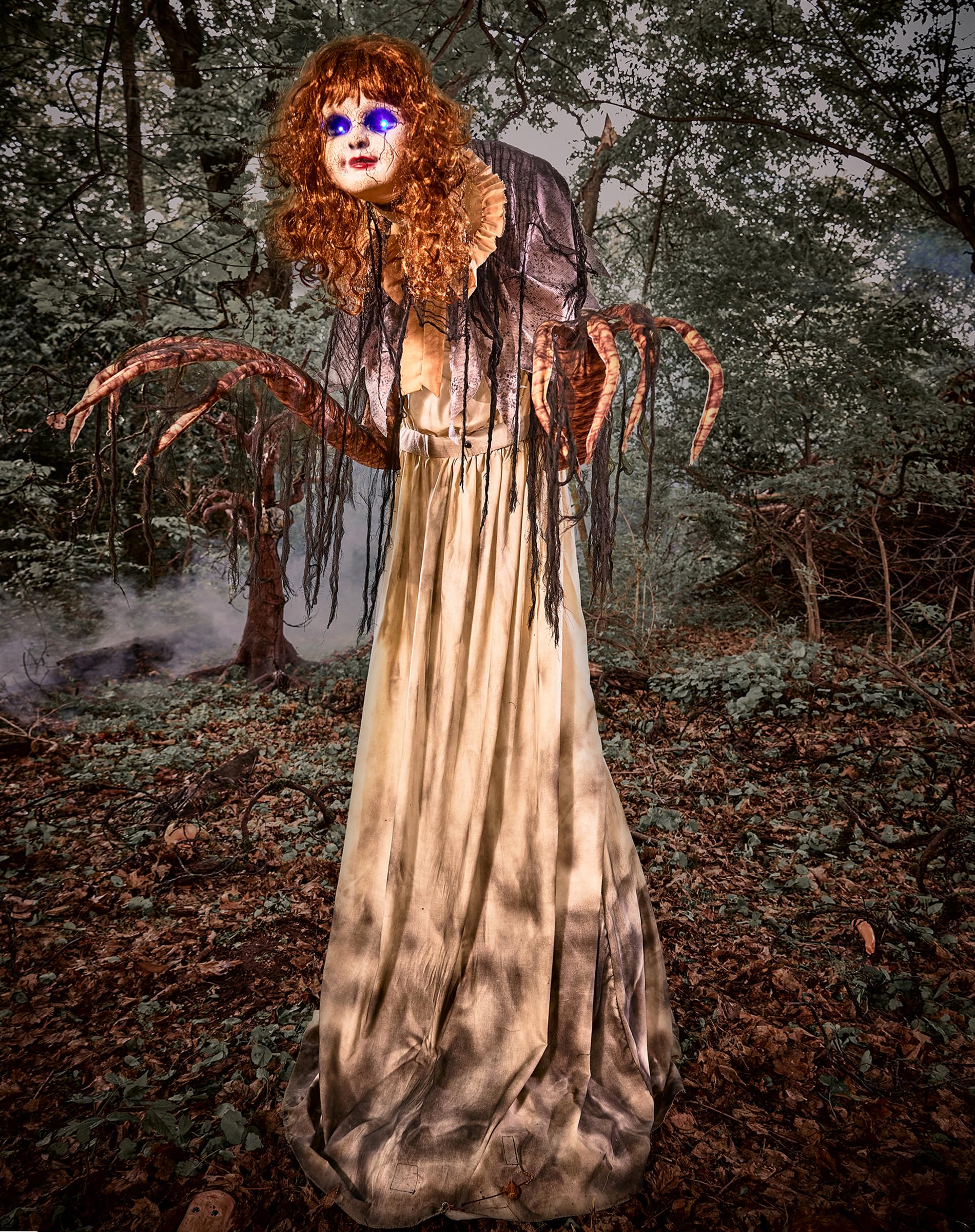 Spirit Halloween 7 Ft Darling Dolly Animatronic | Animated Decoration | Lurching Forward Motion | Blue Light Up LED Eyes | Plays Sounds