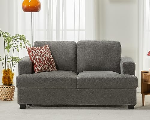 VanAcc Sofa, Comfy Sofa Couch with Extra Deep Seats, Modern Sofa Couch- Loveseat, Couch for Living Room Apartment Lounge, Grey Chenille