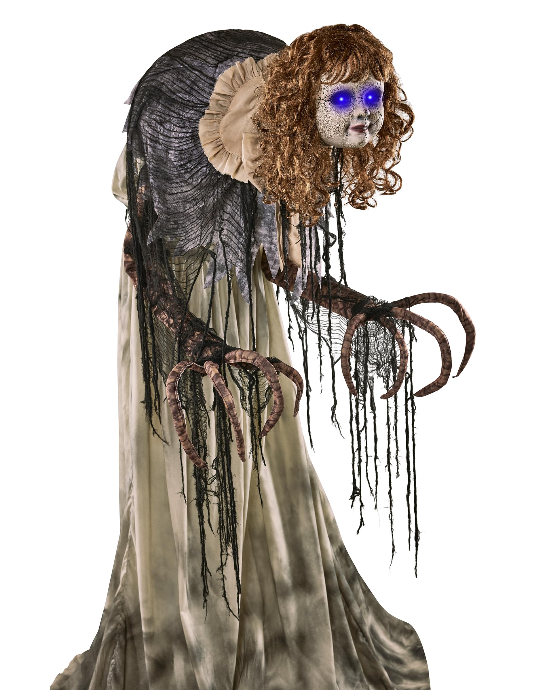 Spirit Halloween 7 Ft Darling Dolly Animatronic | Animated Decoration | Lurching Forward Motion | Blue Light Up LED Eyes | Plays Sounds