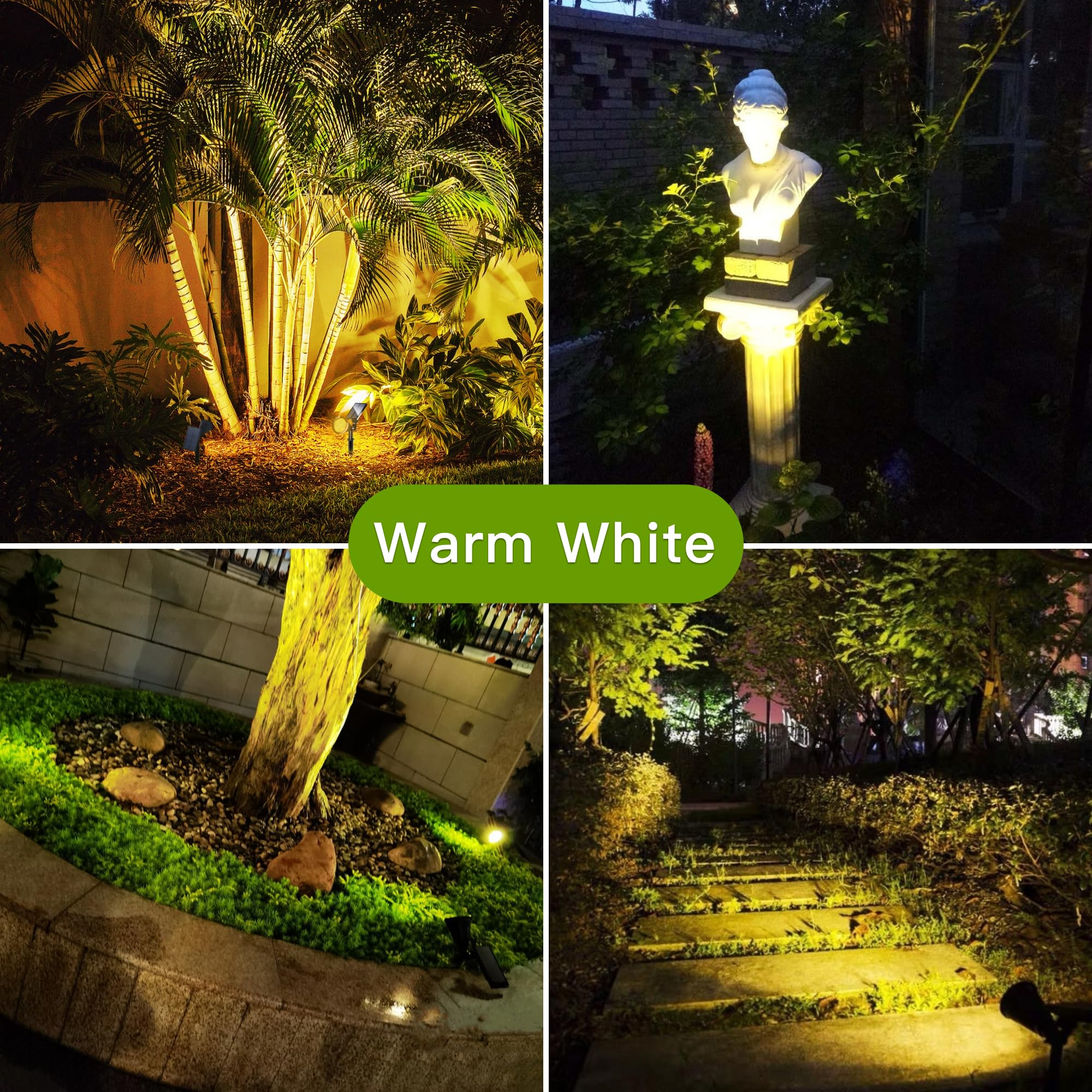 MEIHONG Solar Spot Lights Outdoor, Solar Lights Outdoor, Solar Landscape Lights wih Dusk to Dawn Sensor, Solar Tree Lights, 2 Modes 3000K/6000K