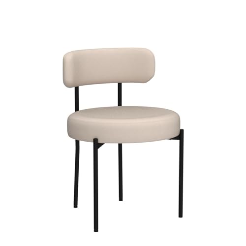 EDWELL Boucle Dining Chairs Set of 2, Round Upholstered Dining Chairs with Black Metal Legs, Modern Dining Room Chairs for Dining Room, Kitchen, Living Room