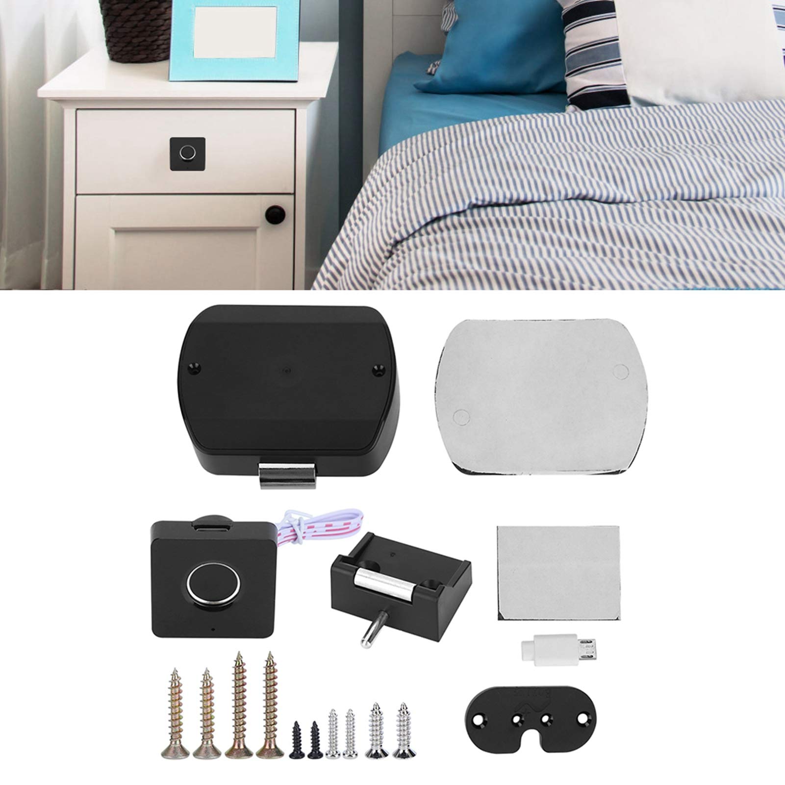 VTOSEN Keyless Drawer Cabinet Lock for Home Office Wardrobe Furniture - Smart Fingerprint Lock - Enhanced Home Security Device with Biometric Locks and Anti-Theft Features