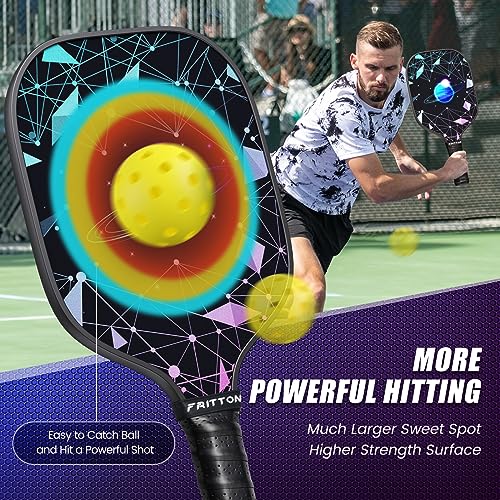 Pickleball Paddles Set of 2, USAPA Approved Carbon Fiber Pickleball Paddle with Enhanced Honeycomb Core and Anti-Slip Cushioned Grip, Fritton Pickleball Set for Beginners to Advanced Players