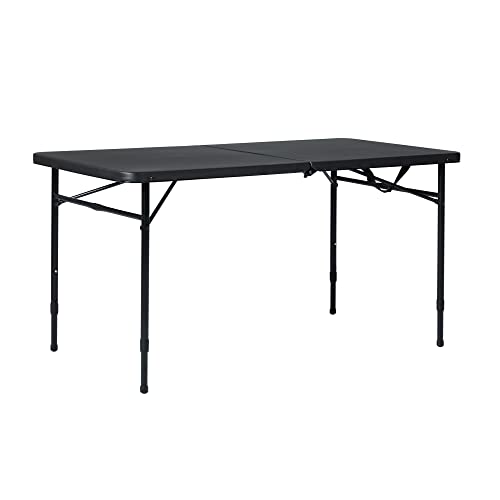 DOrame 4' Fold-in-Half Adjustable Table, Rich Black