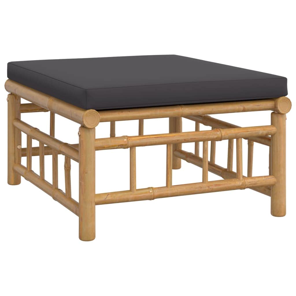 YAFF Patio Footstool with Dark Gray Cushion Bamboo