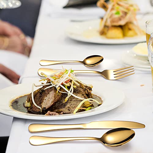 72-Piece Silverware Set with Steak Knives,18/10 Stainless Steel Gold Flatware with Organizer Box Cutlery Set For Home Kitchen Restaurant Hotel,Utensils Set, Dishwasher Safe