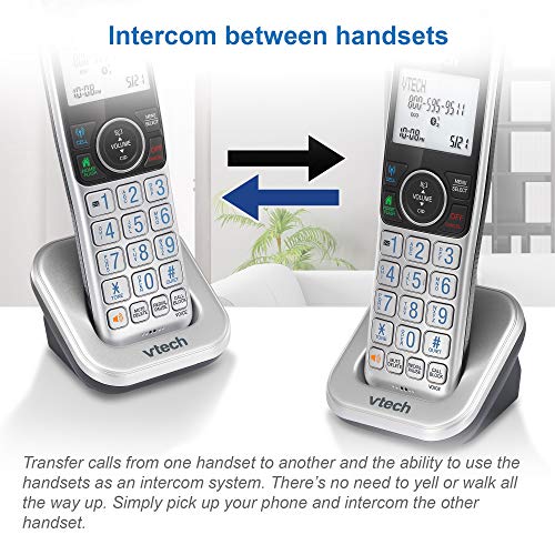 VTECH VS112-3 DECT 6.0 Bluetooth 3 Handset Cordless Phone for Home with Answering Machine, Call Blocking, Caller ID, Intercom and Connect to Cell (Silver & Black)