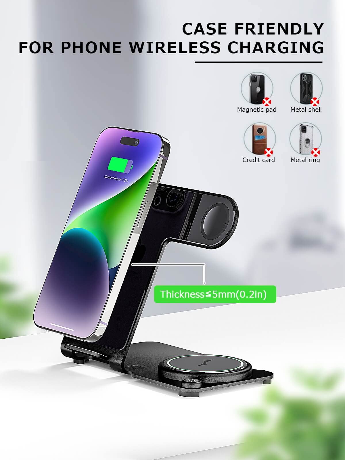 Mlfsaier 3 in 1 Charging Station for Multiple Devices Apple - Aluminum Alloy Fast Wireless Charger Stand Dock for iPhone 15/14/13/12/11/Pro/Max/XS/XR/X/8/Plus,for Apple Watch &AirPods Desk Beside
