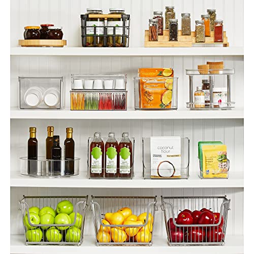 mDesign Plastic Food Storage Bin Organizer with 3 Compartments for Kitchen Cabinet, Pantry, Shelf, Drawer, Fridge, Freezer Organization - Holds Snack Bars - Ligne Collection - 2 Pack - Clear