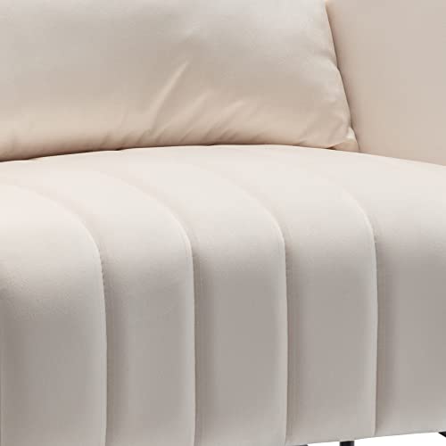 SZUBEE Modern Velvet Nursery, Accent Rocking Chair with with Solid Metal Legs, Upholstered Comfy Glider Rocker for Reading, Bedroom and Living Room,Beige