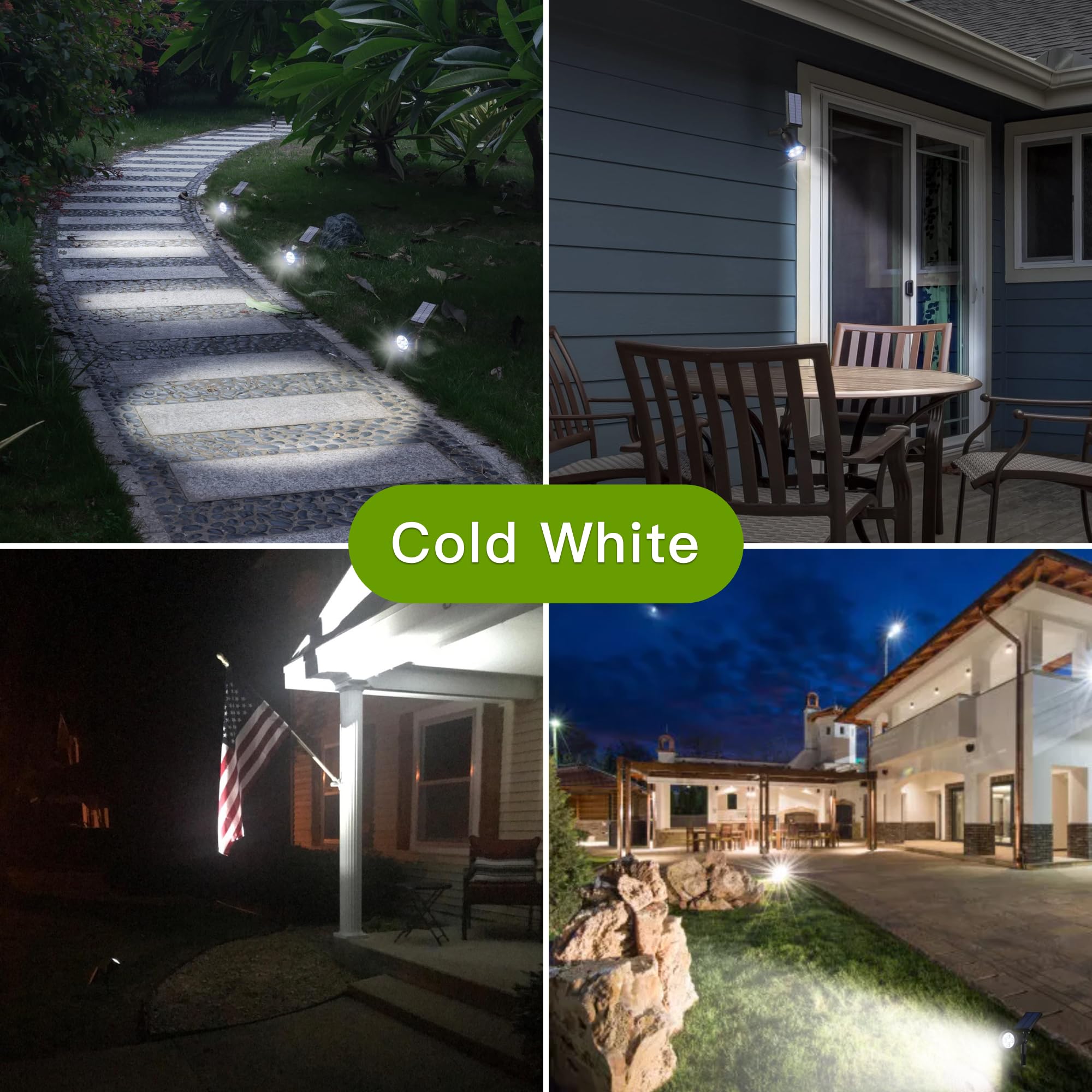 MEIHONG Solar Spot Lights Outdoor, Solar Lights Outdoor, Solar Landscape Lights wih Dusk to Dawn Sensor, Solar Tree Lights, 2 Modes 3000K/6000K