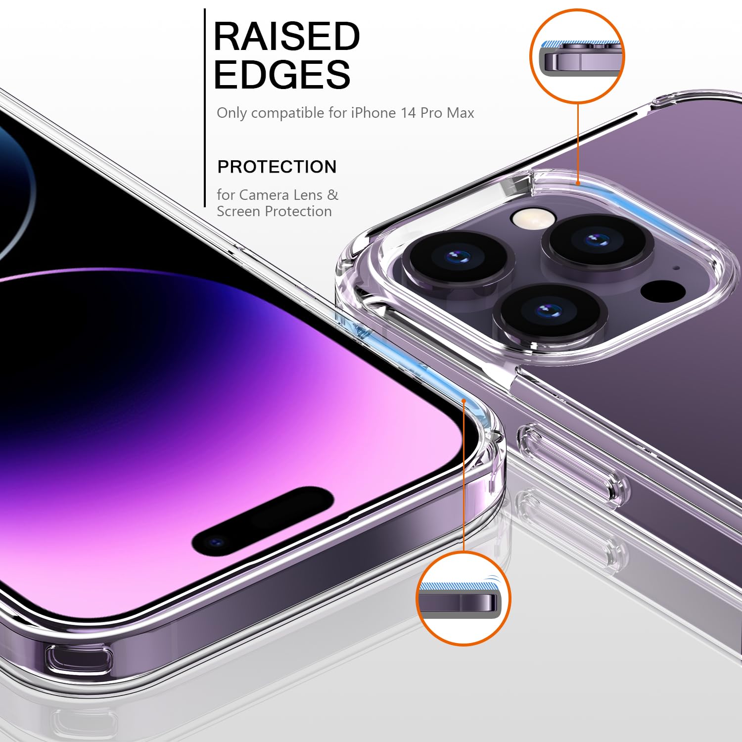 bicol for iPhone 14 Pro Max Case with Clear Fashionable Designs for Women Girls,[with Screen Protector] Slim Fit Shockproof Durable Protective Phone Cover for 6.7 inch,Cute Ghost