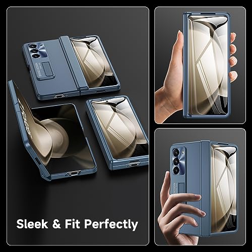 for Samsung Galaxy Z Fold 5 Cover: Lightweight Stylish Soft Phone Kickstand Case - Hinge Protection Slim Protective Phone Case for Samsung Z Fold 5 5G 2023 - Blue