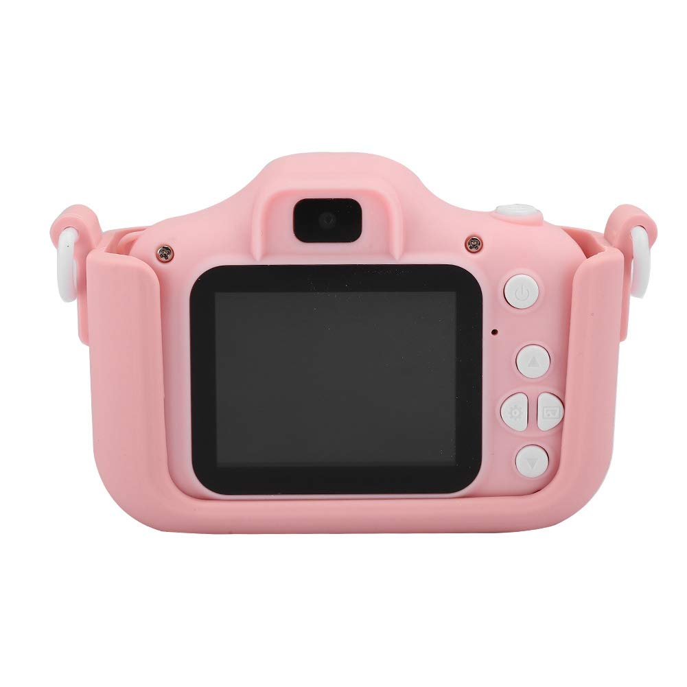 Children Mini Camera, 12MP ABS Silicone Mini Cartoon Kitty Digital Camera Toy with Double Camera for Kids ()