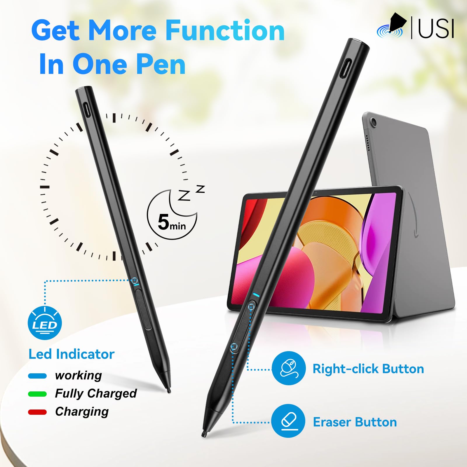 EVACH Stylus Pen for Remarkable Paper Pro with Eraser and Palm Rejection,Rechargeable Replacement for Remarkable Paper Pro Marker Plus with 4096 Pressure,Black