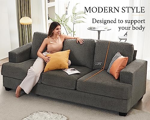 VanAcc Sofa, Comfy Sofa Couch with Extra Deep Seats, Modern Sofa Couch- Loveseat, Couch for Living Room Apartment Lounge, Grey Chenille
