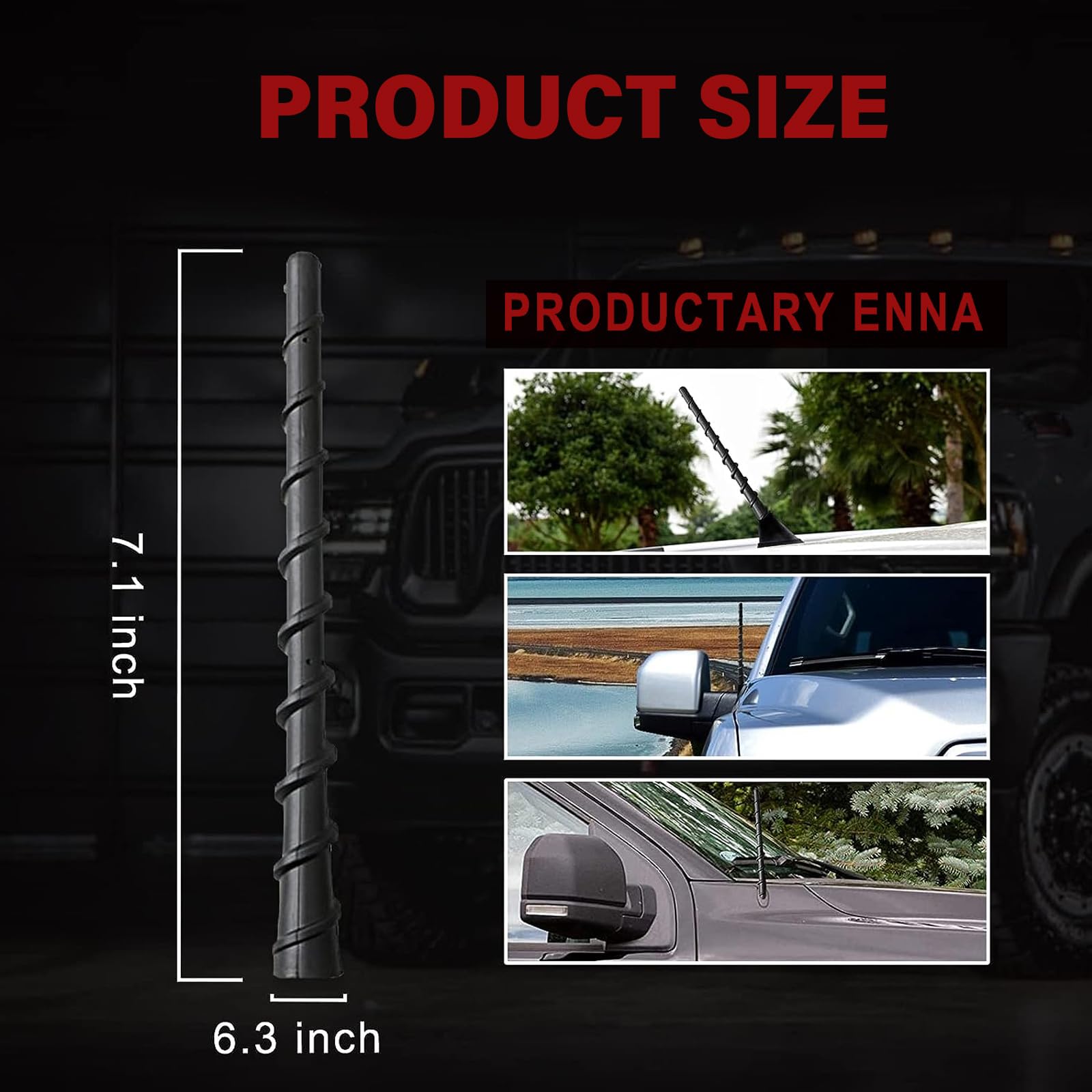 QODOLSI 1 Pack Spiral Antenna 7.1In, Universal Antenna Toppers Waterproof PVC Rubber Flexible Retrofit Antenna, Suitable for Trucks, Cars, SUVs Antenna Replacement (Black), QOTX502BL-1PS