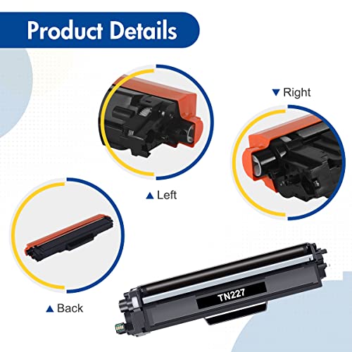 TN-227BK/C/M/Y High Yield 5 Pack Compatible for Brother TN227 TN-227 TN223 TN-223BK/C/M/Y Toner for MFC-L3750CDW MFC-L3770CDW HL-L3290CDW HL-L3210CW HL-L3230CDW MFC-L3710CW HL-L3270CDW Printer