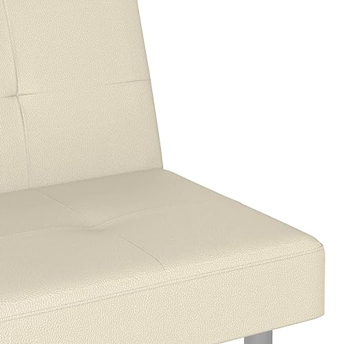 YAFF Modern Folding Sofa Bed, Faux Leather Convertible Sleeper Couch with 2 Cushions & USB connector & Cup Holders, Home Love seat Guest Bed for Living Room, Guest Room, 78.7"W x 35"D x 27.6"H— Cream