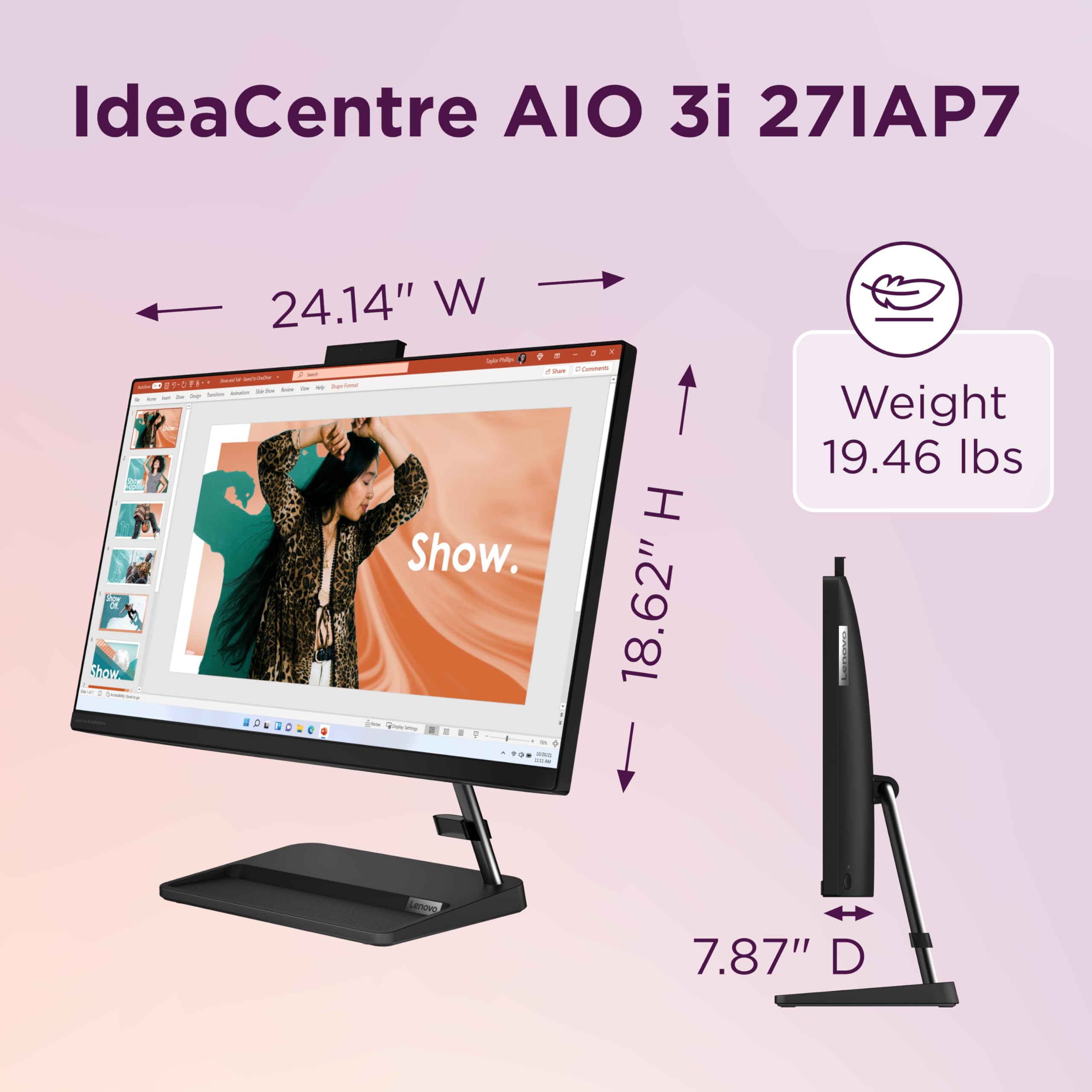 Lenovo IdeaCentre AIO 3i, 27” FHD Display, Intel Core i5-13420H, Intel UHD Graphics, 16GB RAM, 512GB, 1920x1080 px, Calliope Wireless Keyboard and Mouse, Windows 11, Black