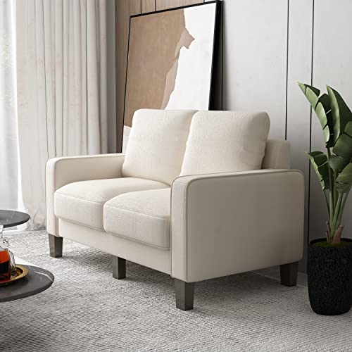 FIQHOME Set 2-Piece Storage Box,Modern Upholstered Couch and Loveseat Sofa for Living Room and Bedroom in Beige Fabric (2+3 Seat)