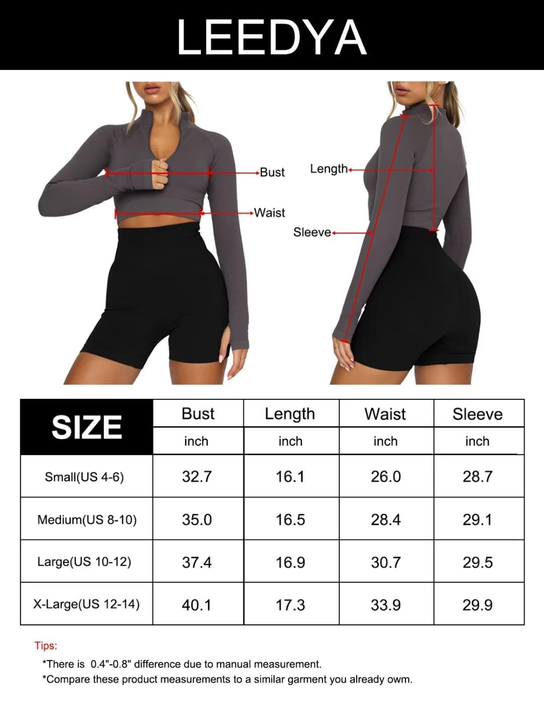 LEEDYA Womens Half Zip Long Sleeve Pullover Shirts Slim Fit Workout Yoga Athletic Top with Thumbholes White L