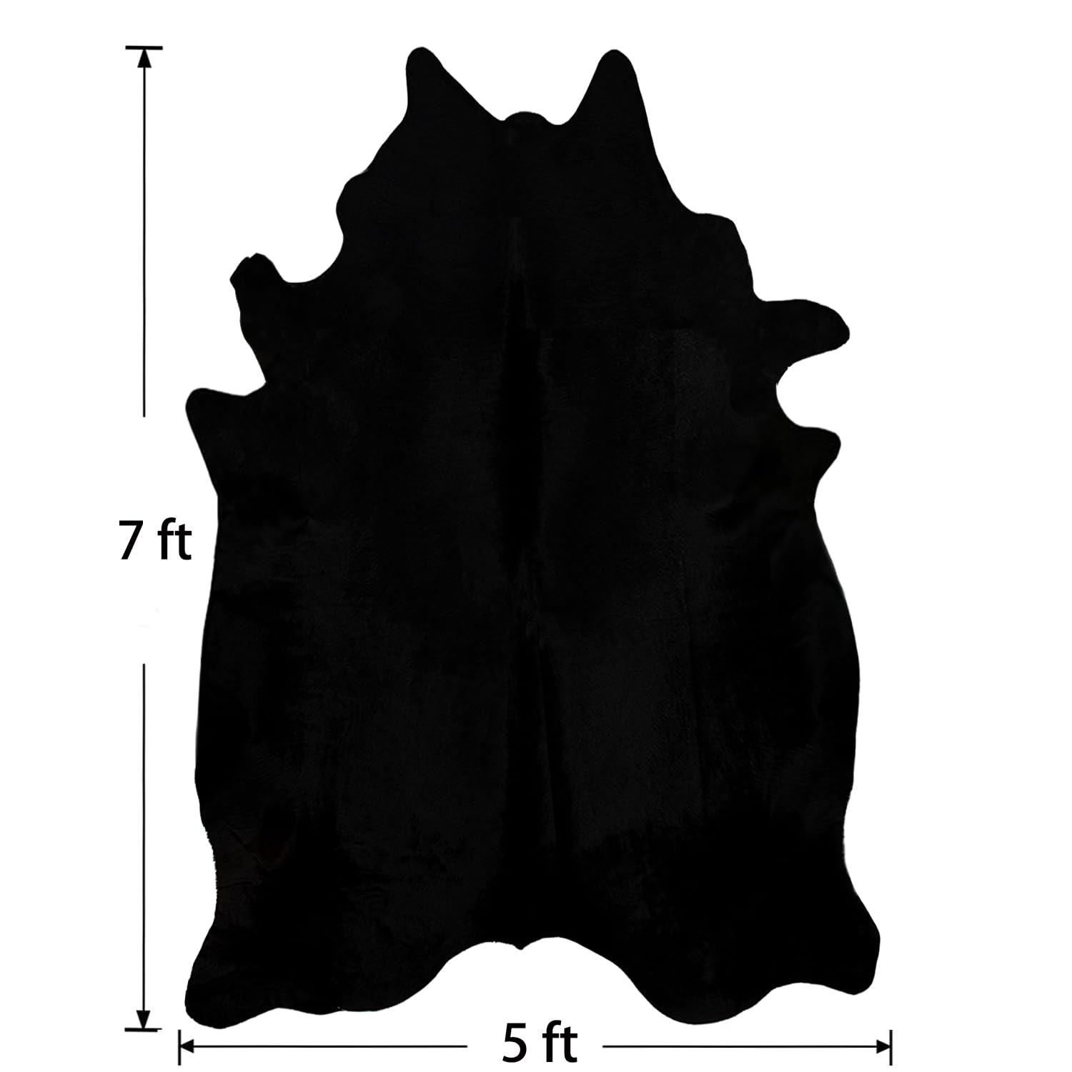 Faux Fur Cowhide Rugs (5 * 7 ft), Machine Washable Cow Print Area Carpet Black Color with Non-Slip Suede Backing, Durable & No Shedding