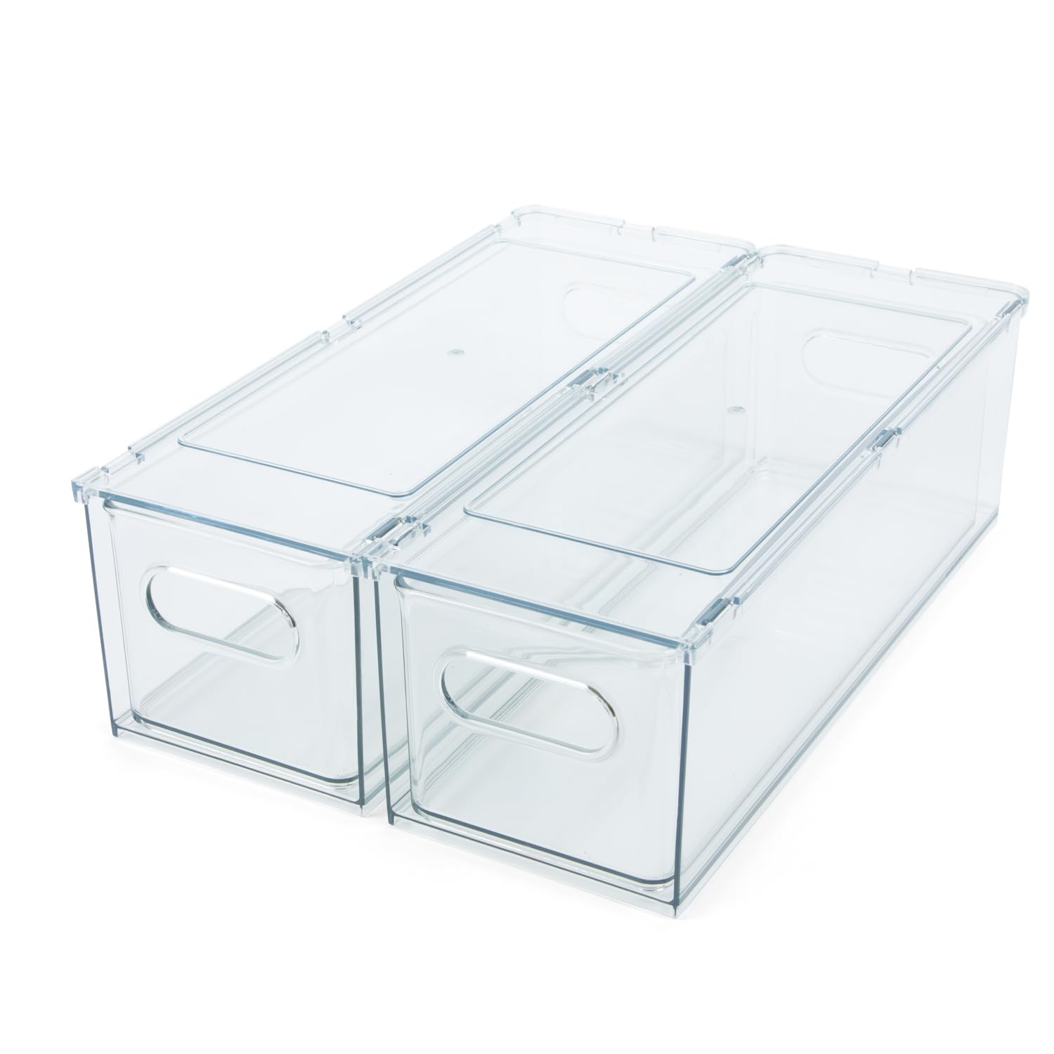Tidy Tools Clear Refrigerator Organizer Bins For Pantry Organization and Food Storage, Stackable Plastic Storage Bins With Pull-Out Drawer – Kitchen and Pantry Storage Containers, 2 Pack