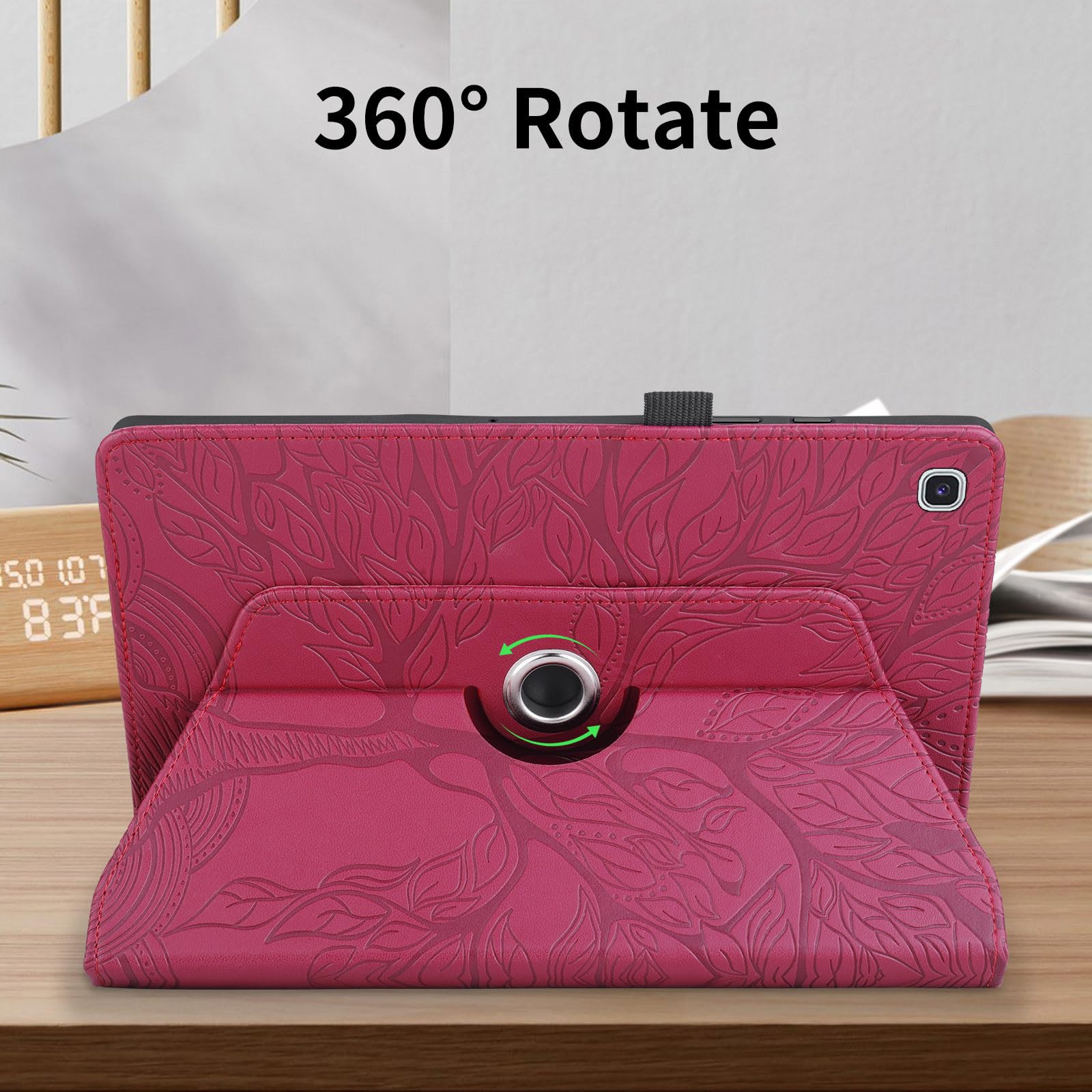 SLLMYYX 360 Degree Rotating Tablet Case Compatible with Samsung Galaxy Tab S6 Lite 10.4 SM-P610 2020 Release, Life Tree Slim Folio Stand Cover (Red)